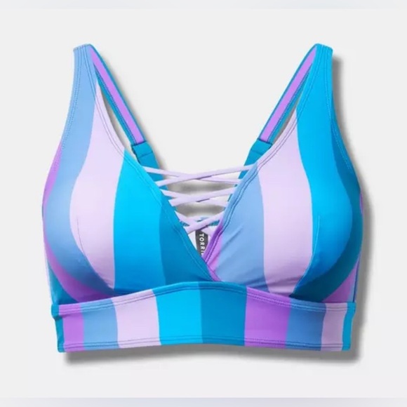 torrid | Swim | Torrid Wireless Xo Triangle Bikini Top Cool Stripe ...